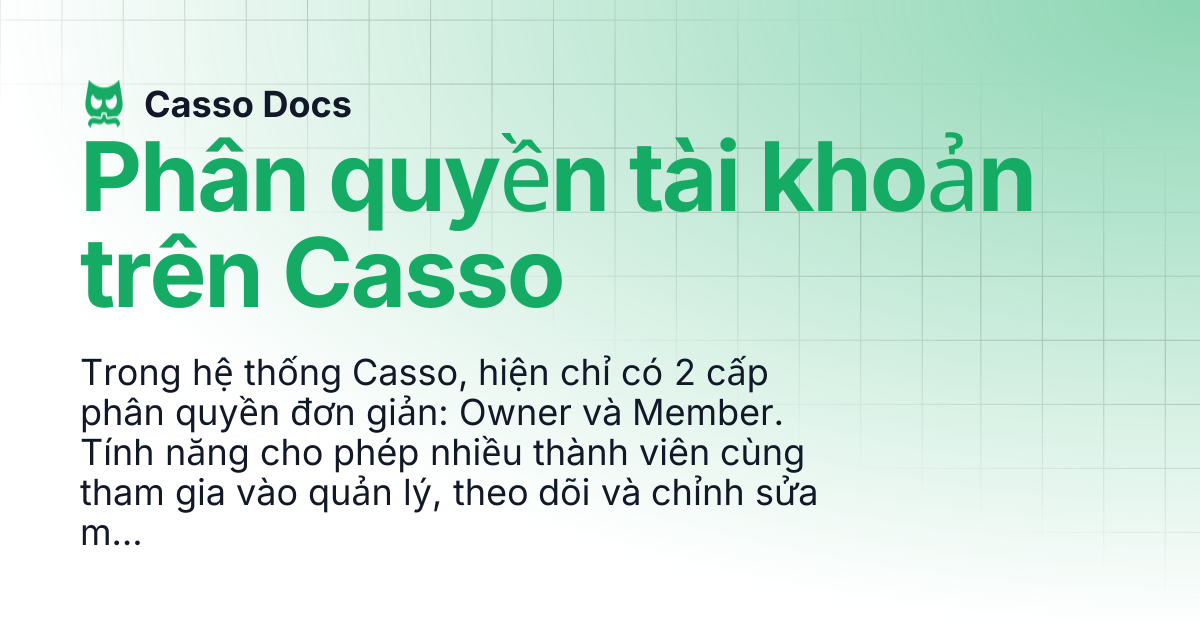 Phân quyền tài khoản trên Casso | Casso Docs